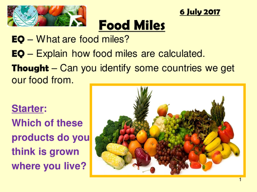 Food Miles; 2 lessons | Teaching Resources