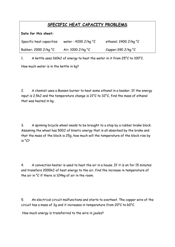 Specific heat capacity - complete lesson (GCSE 1-9) | Teaching Resources