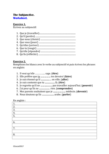 The Subjunctive in French - A Complete Guide. | Teaching Resources