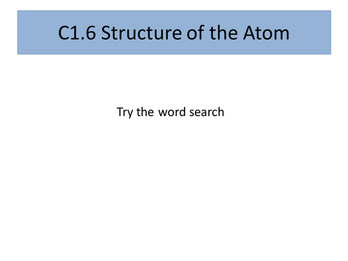 C1.6 Structure of the atom | Teaching Resources