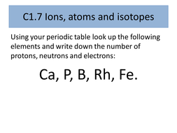 C1.7 ions atoms and isotopes | Teaching Resources