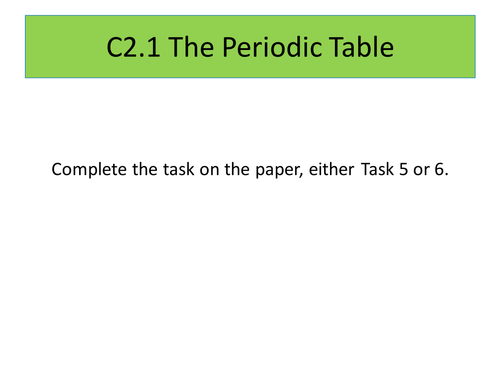 C2.1 The periodic Table | Teaching Resources