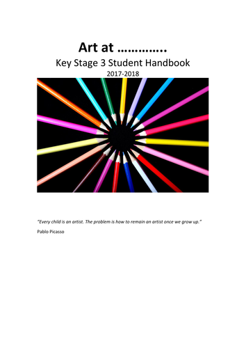 ART - Key Stage 3 Student Handbook for 2017-2018 | Teaching Resources
