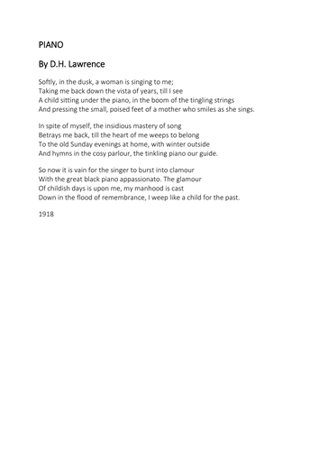 New EDEXCEL 1-9 English Literature Unseen Poetry Scheme of Work ...