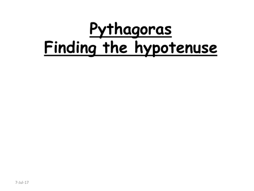 Pythagoras Finding The Hypotenuse Teaching Resources