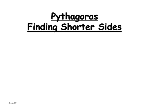 Pythagoras - Finding the shorter side | Teaching Resources