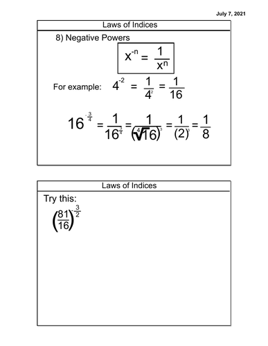 GCSE Maths - Indices - Law 8 - 40 Questions and Worked Answers ...