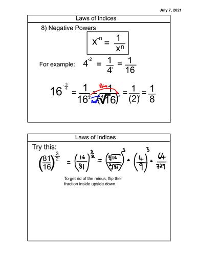 GCSE Maths - Indices - Law 8 - 40 Questions and Worked Answers ...