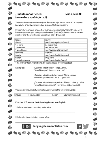 ¿Cuántos años tienes? (How old are you?) | Teaching Resources