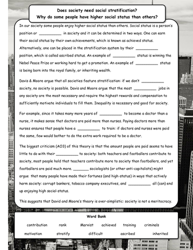 Functionalism & Social Stratification L2/20 [ AQA GCSE Sociology - 8192 ...