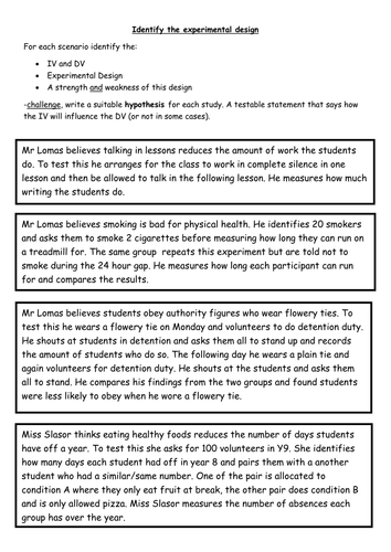 AQA GCSE Psychology - Experimental Research Methods: Experimental ... AQA GCSE Psychology - Experimental Research Methods: Experimental ...