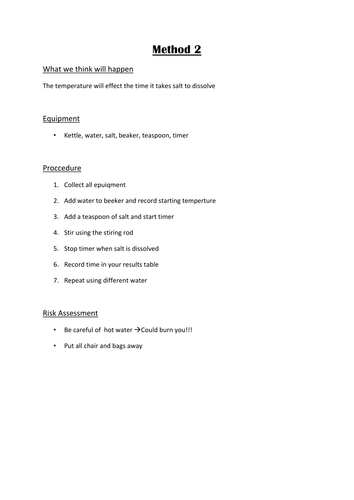 Key Stage 3 Science skills Writing a Method / Plan | Teaching Resources