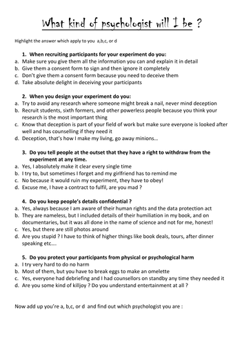 AQA GCSE Psychology - Experimental Research Methods: Ethics | Teaching ... AQA GCSE Psychology - Experimental Research Methods: Ethics | Teaching ...