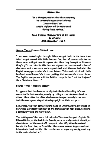 Was there a Christmas Truce in 1914? | Teaching Resources