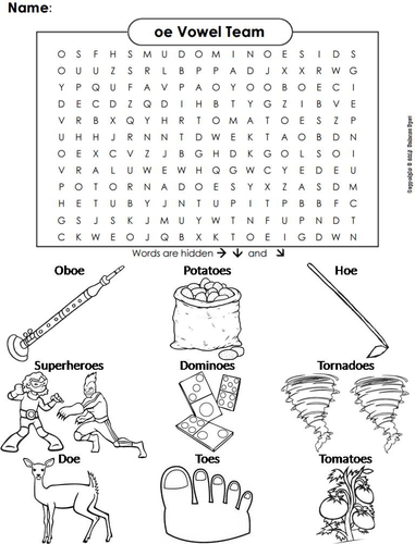 oe Vowel Team Word Search | Teaching Resources