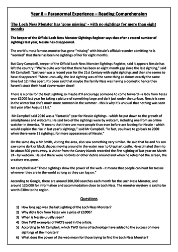 FICTION and NON-FICTION TEXTS based on the THEME of PARANORMAL ACTIVITY ...