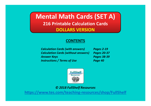 Mental Maths Cards Year 5 / 6 | Teaching Resources