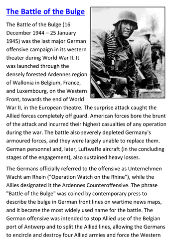 The Battle of the Bulge Handout | Teaching Resources