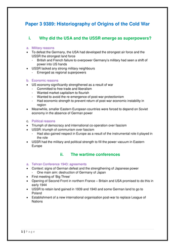 Historiography: Origins of the Cold War | Teaching Resources
