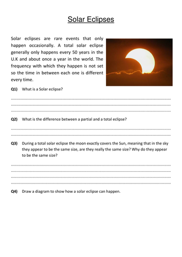 KS3 Activate Science 1 Space lesson 4 The moon - eclipse | Teaching ...