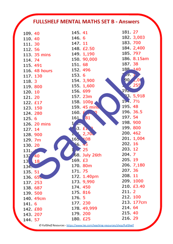 Mental Maths Cards Year 4 / 3 | Teaching Resources