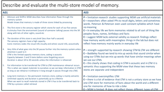 AQA AS Psychology Memory revision sheets | Teaching Resources