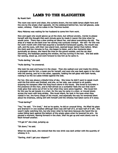 'Lamb to the Slaughter' by Roald Dahl - mini scheme. | Teaching Resources