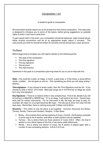 A students guide to composition | Teaching Resources