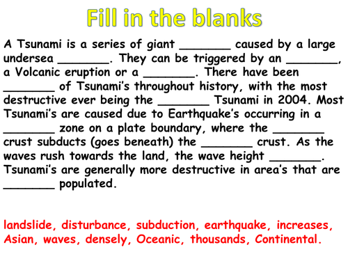 KS3 Natural Hazards - Tsunami's | Teaching Resources