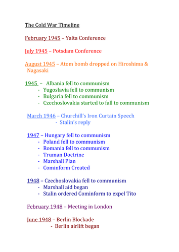 Timelines containing all of the main events necessary for GCSE History ...