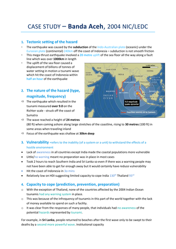 A level standard case studies - 2x earthquakes, 2x volcanoes, 2x ...