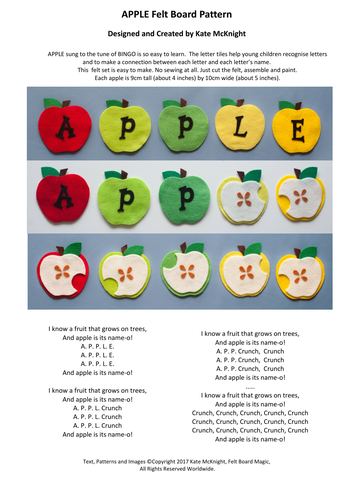 APPLE Felt Board Set Digital Pattern like BINGO | Teaching Resources