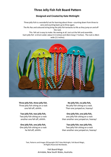 Three Jelly Fish Felt Board Set Digital Pattern | Teaching Resources