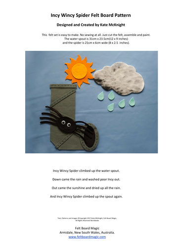 Incy Wincy Spider Felt Board Set Digital Pattern Itsy Bitsy Nursery ...