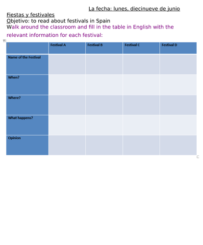Los festivales en España (New GCSE - Spanish festivals) - UPDATED ...