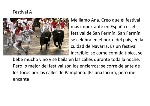 Los festivales en España (New GCSE - Spanish festivals) - UPDATED ...