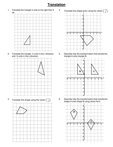Transformation Worksheets aimed at GCSE Intermediate and Higher Tier ...