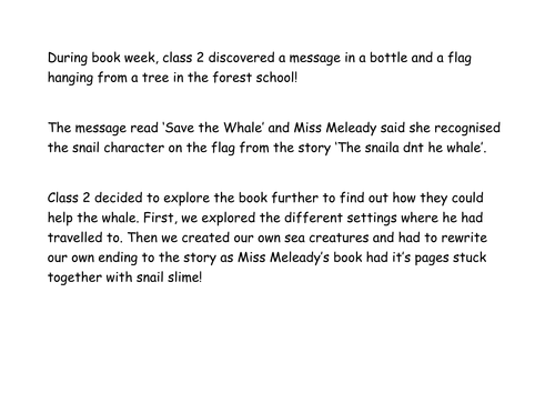 Year 1/2 Writing Plans & Resources: The Snail and The Whale (Week 2 out ...