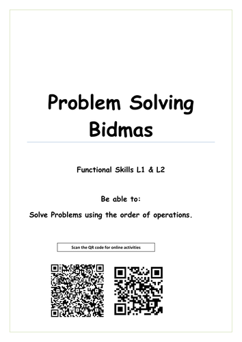 Reformed functional Skills Bidmas and Problem solving. Whole lesson ...