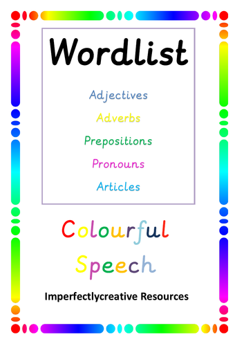 Grammar-Verb/Noun/Adjective/Adverb Word Lists & Sentence Structure ...