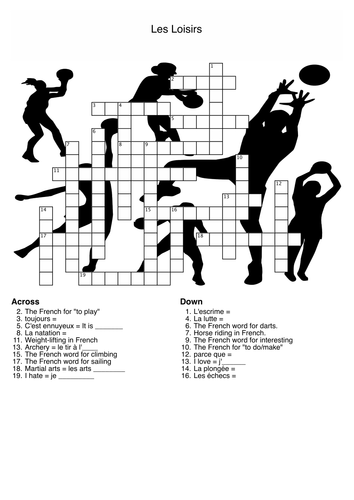 Les Loisirs (Sports and Hobbies) Crossword | Teaching Resources
