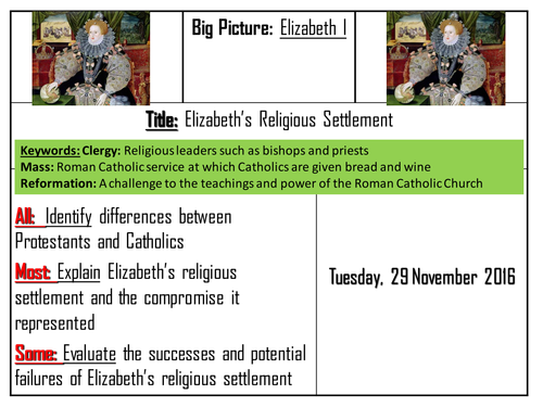 AQA 8145 Elizabeth I - Catholic Threats to Elizabeth | Teaching Resources