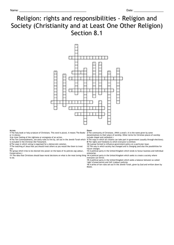 Religion - Rights and Responsibilities - Religion and Society Key Word ...