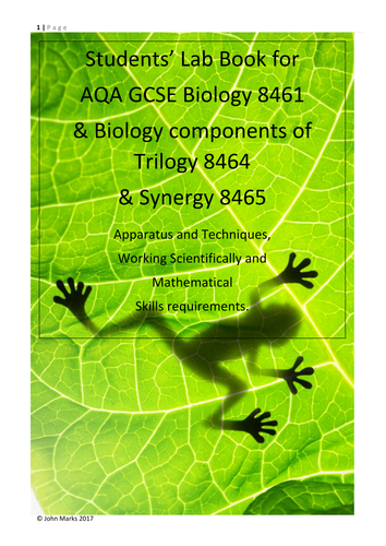 AQA GCSE Biology Required Practicals Lab Book | Teaching Resources