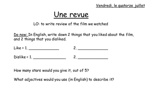 Film review - French | Teaching Resources