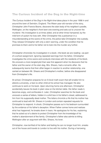 Curious Incident of the Dog in the Night-Time | Teaching Resources