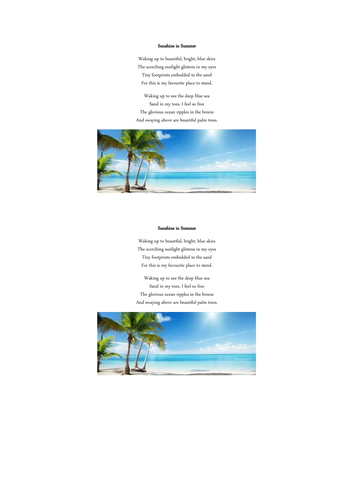 One week summer poetry | Teaching Resources