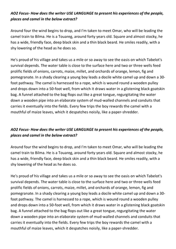 Year 8 Travel Writing | Teaching Resources