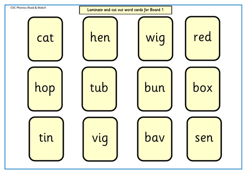CVC Words, Picture Board + Word Cards, Games, Phonics Screening Sheets ...