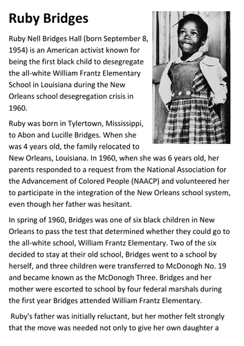 Ruby Bridges Activity Bundle | Teaching Resources